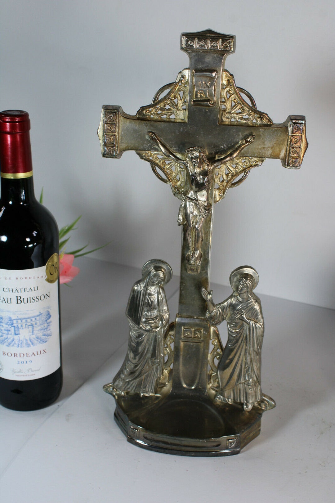 Antique Spelter Zinc Belgian Crucifix Calvary - Etsy
