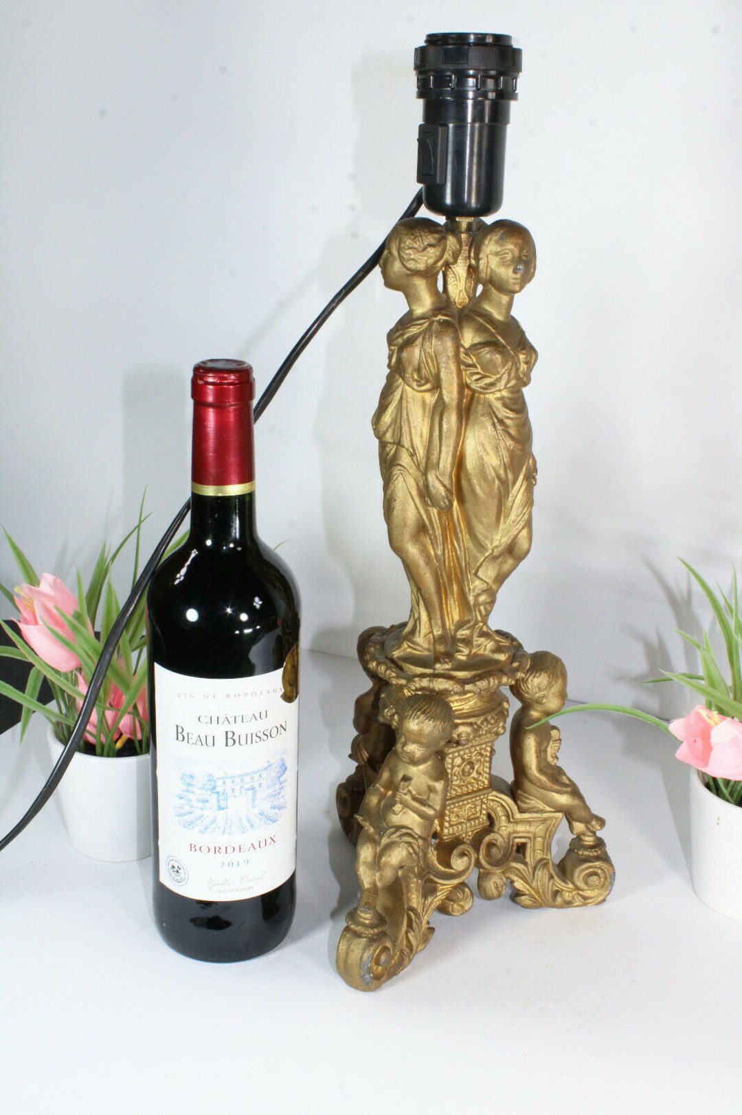 Antique Bronze 3 Graces Putti Cherub Angels Base Table Lamp - Etsy