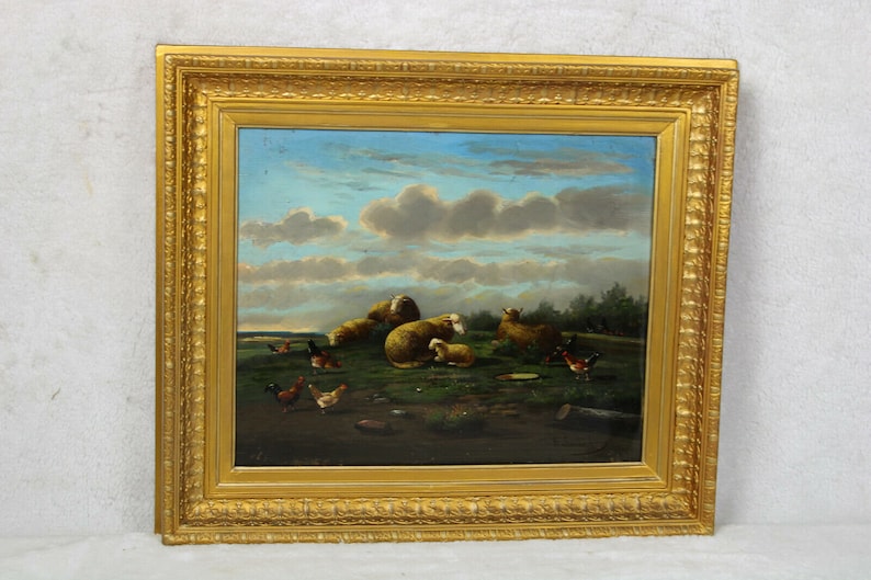 Antique Xix G Lambert Signed Oil Panel Painting Landscape - Etsy