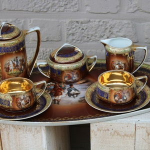 Rare Antique Bohemia Marked Porcelain Napoleon Tete a Tete Tea Coffee ...