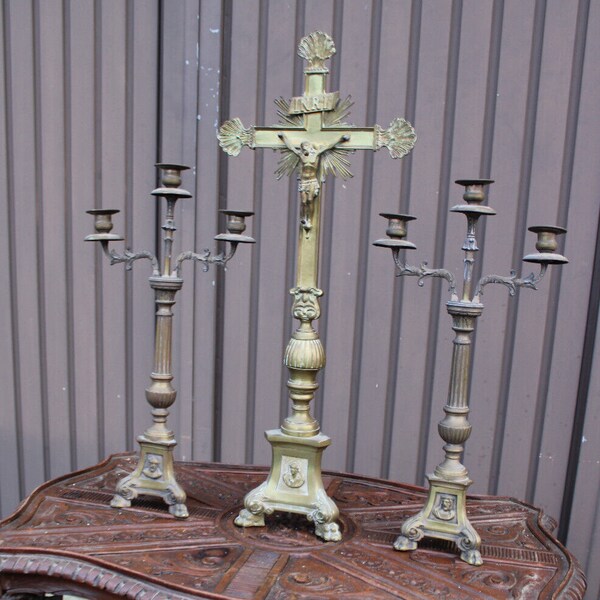Altar Crucifix and Candle Holder - Etsy
