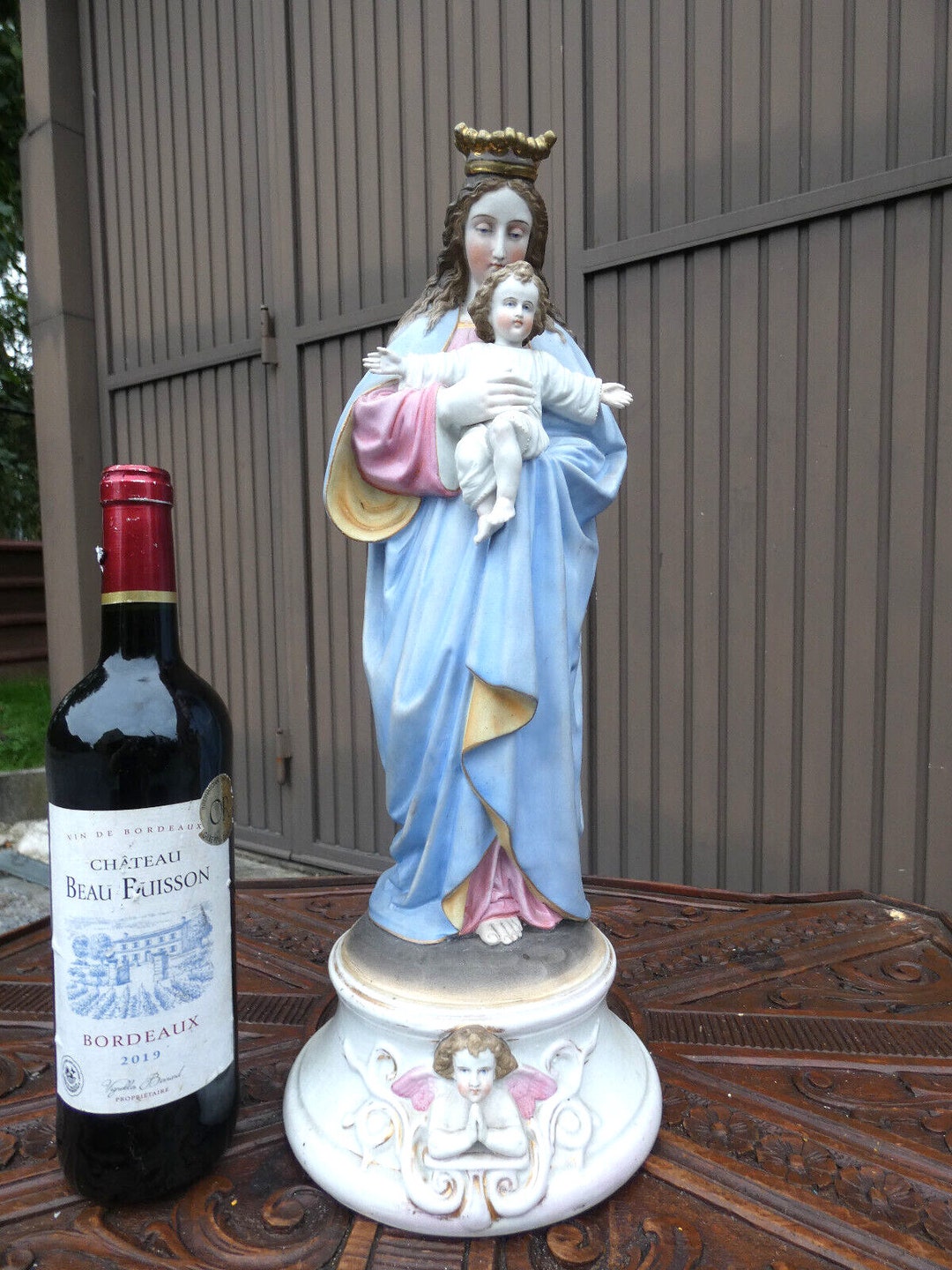 Antique Vieux Andenne Bisque Porcelain Large Madonna Statue Figurine ...