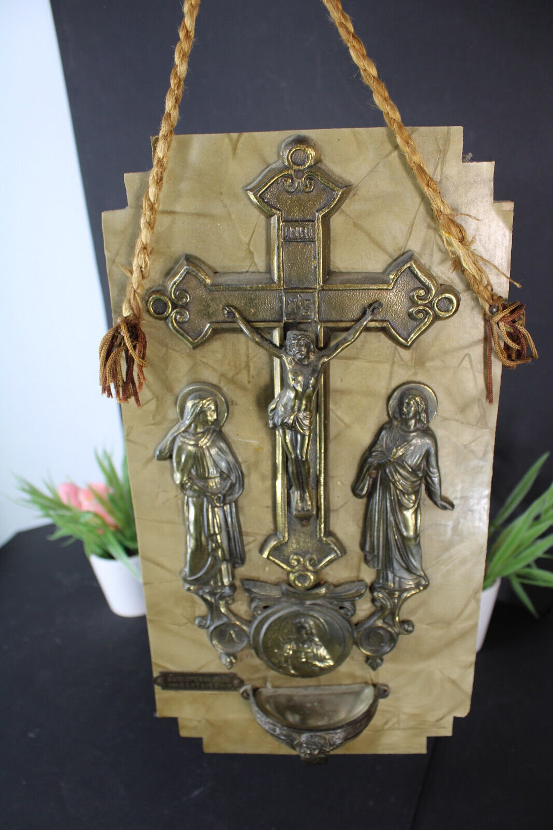 Antique Wall Holy Water Font Crucifix Wall Plaque Panel Religious - Etsy