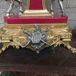 Vintage Italian Putti Faun Figural Mantel Clock Bronze Red Metal 1970s ...