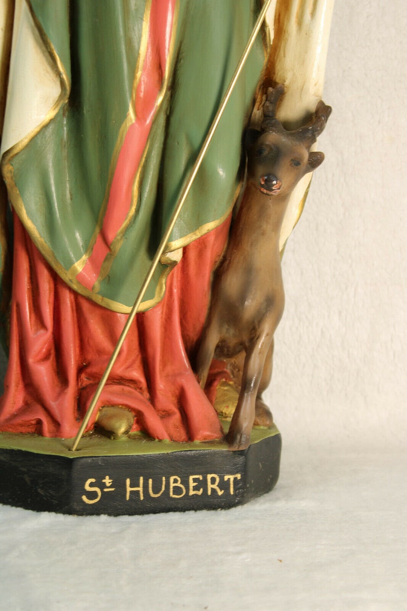 Xl Rare Antique French Religious Statue Figurine Saint Hubert - Etsy
