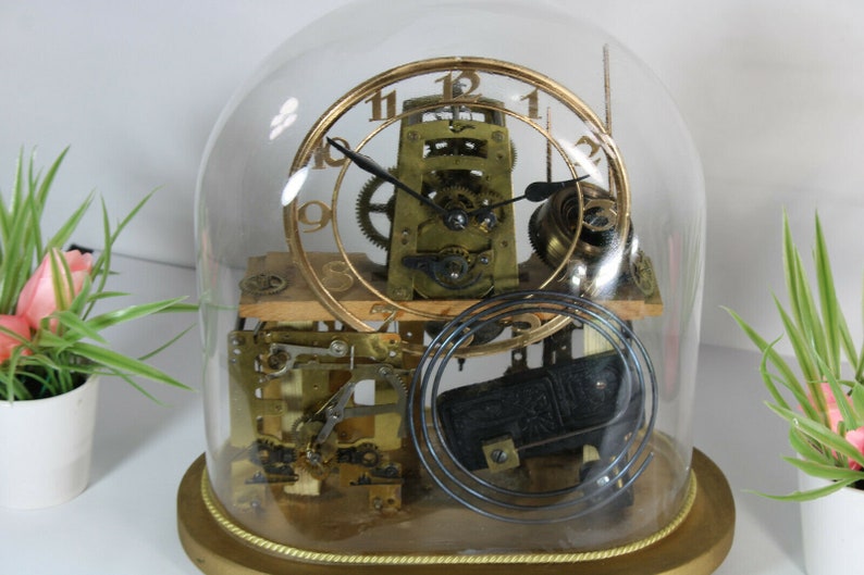 Steampunk Skeleton Vintage Table Clock Hand Made Under Globe - Etsy
