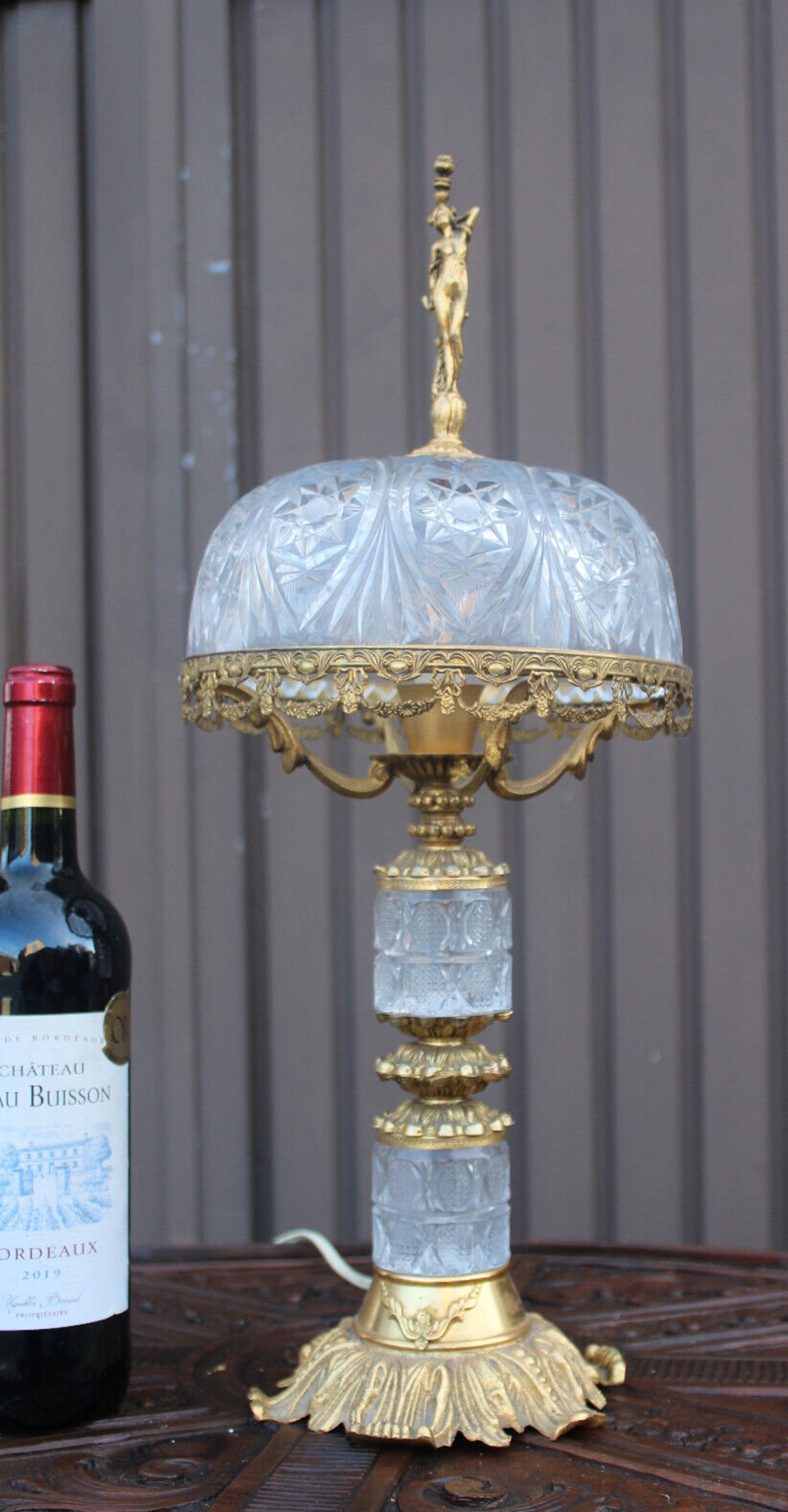 Vintage 1970 Brass Glass Table Lamp Figurine Top - Etsy