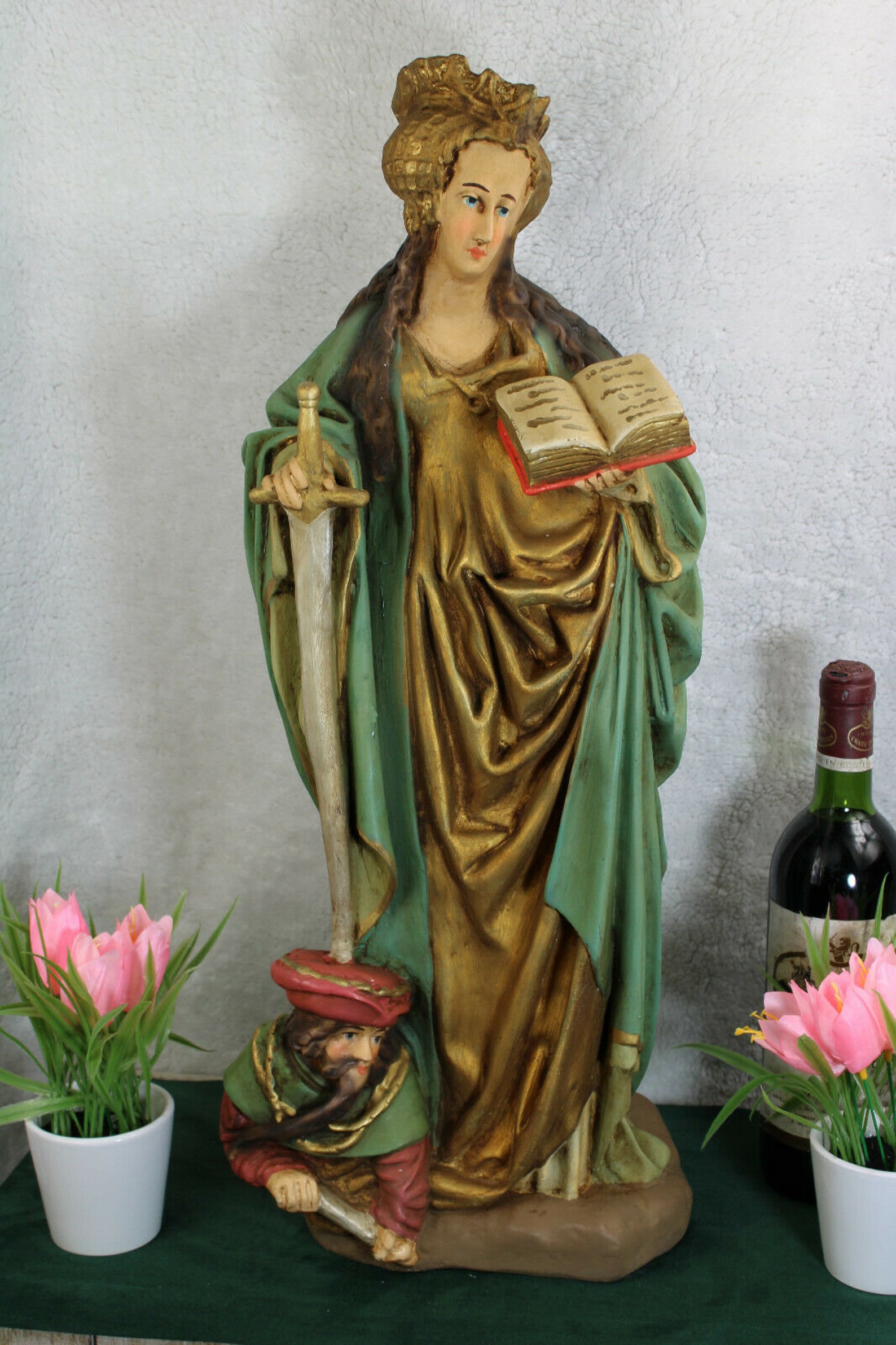 Antique Rare French Religious Church Chalkware Statue Saint - Etsy