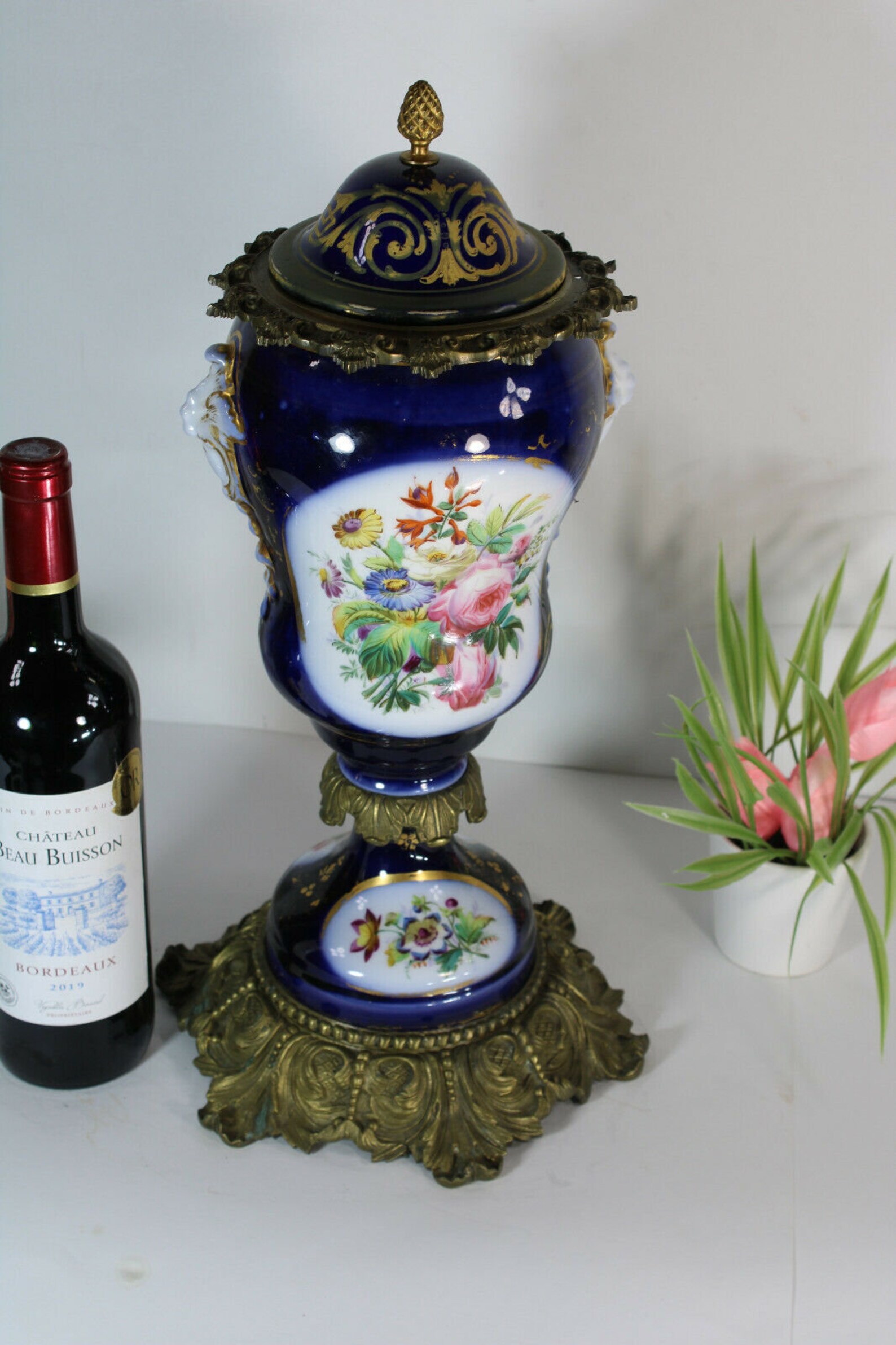 Antique French Bayeux Faience Porcelain Floral Bronze Vase - Etsy