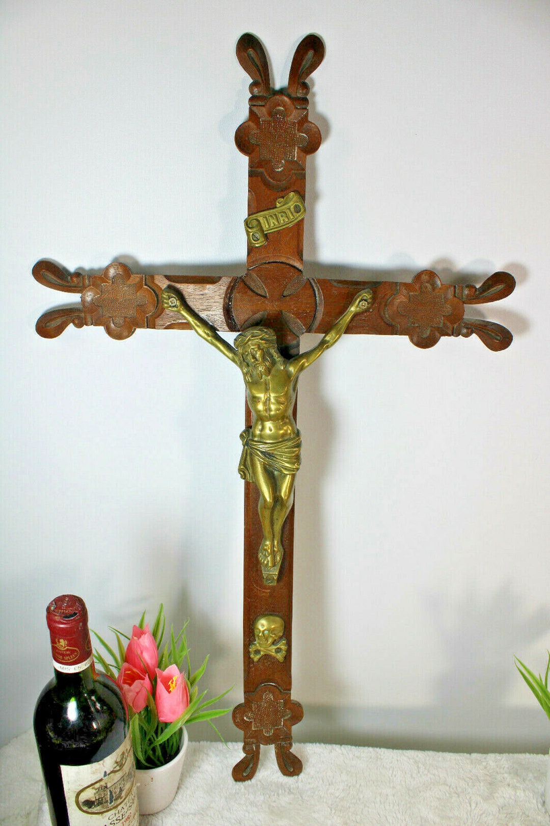 Antique French Wood Carved Neo Gothic Crucifix Cross Religious - Etsy