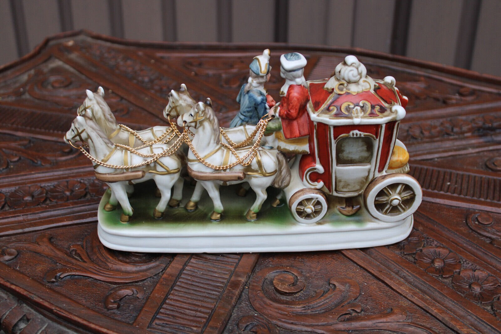 Vintage Duitse porseleinen koets koets paarden prinses - Etsy België