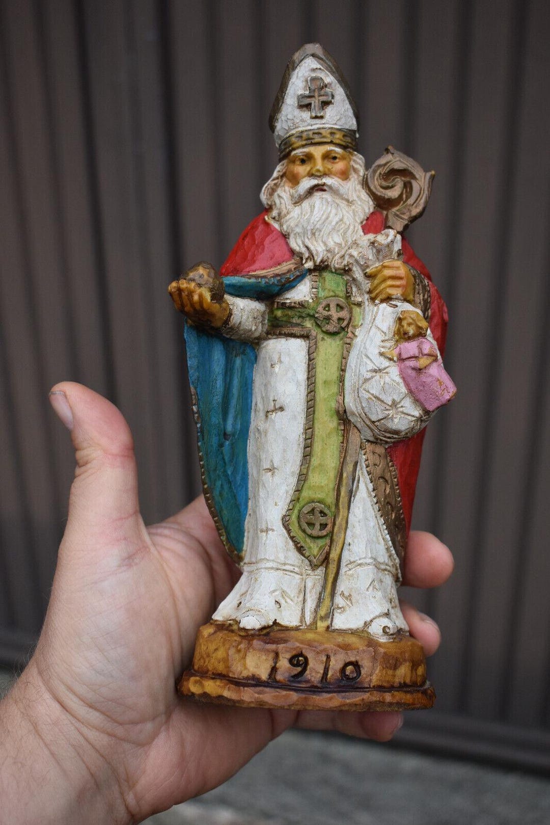 Vintage 70s Statue Saint Nicholas Religious - Etsy