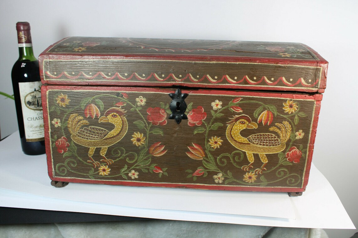 Rare Antique Artisan Religious Wood Carved Hand Paint Box - Etsy