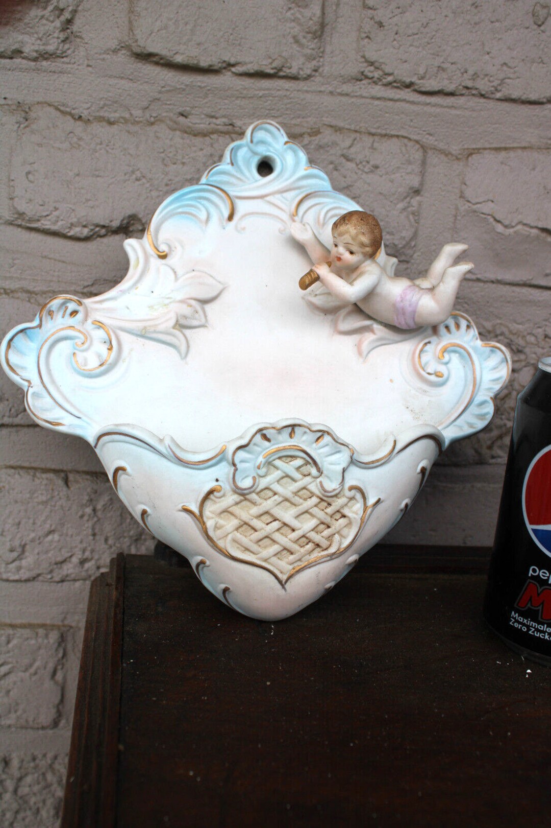 Antique French Porcelain Putti Angel Holy Water Font Religious - Etsy