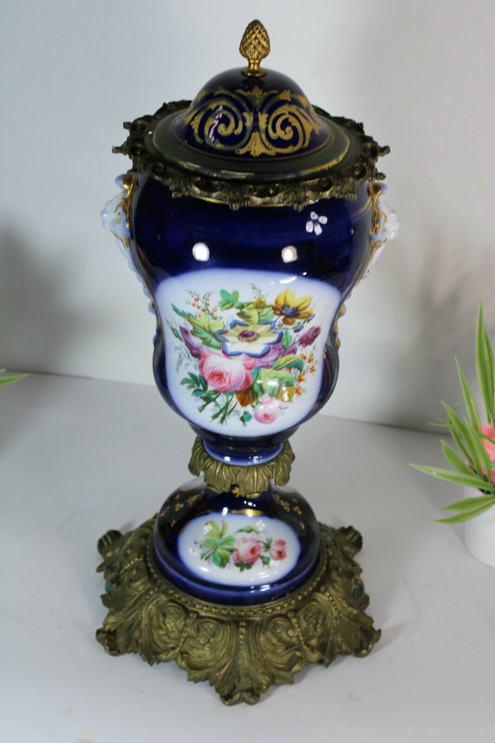 Antique French Bayeux Faience Porcelain Floral Bronze Vase - Etsy
