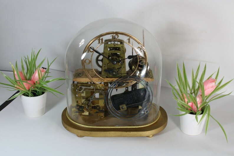 Steampunk Skeleton Vintage Table Clock Hand Made Under Globe - Etsy