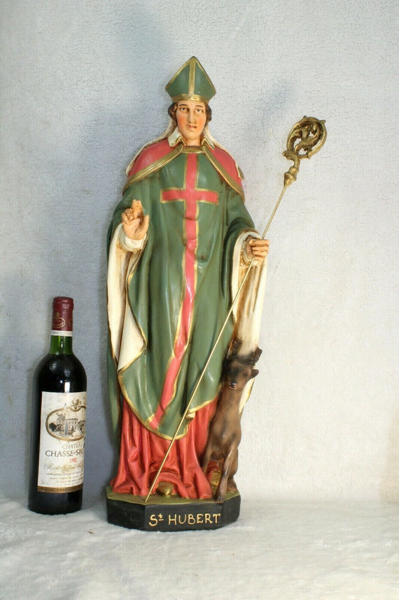 Xl Rare Antique French Religious Statue Figurine Saint Hubert - Etsy