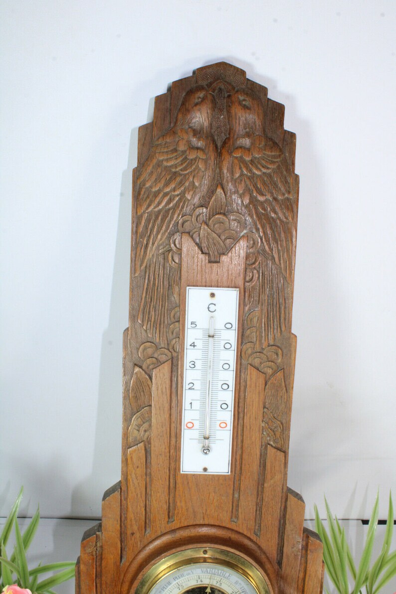 Antique French Wood Carved Art Deco Birds Barometer - Etsy