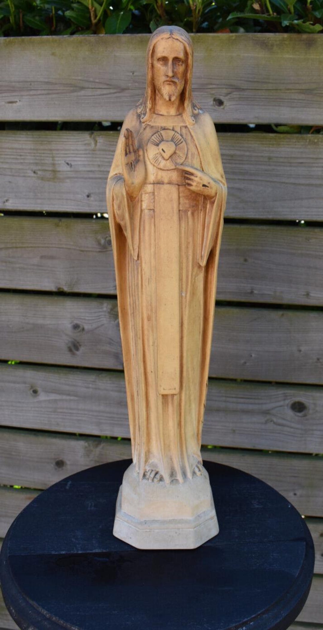 Antique Art Deco Sacred Heart Jesus Statue 20" Religious - Etsy