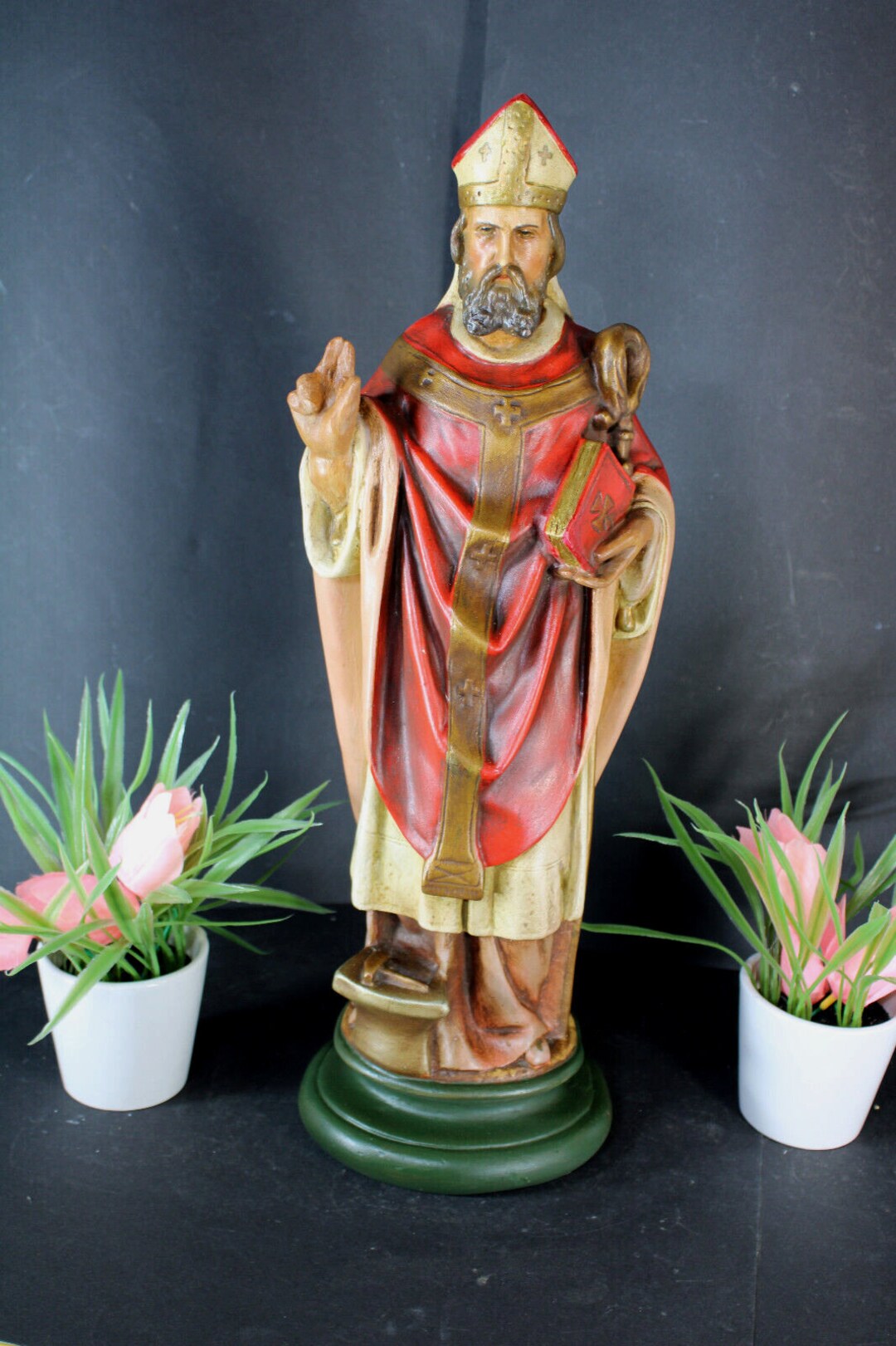 Antique Ceramic Saint Eloy Elooi Bishop Statue Religious - Etsy