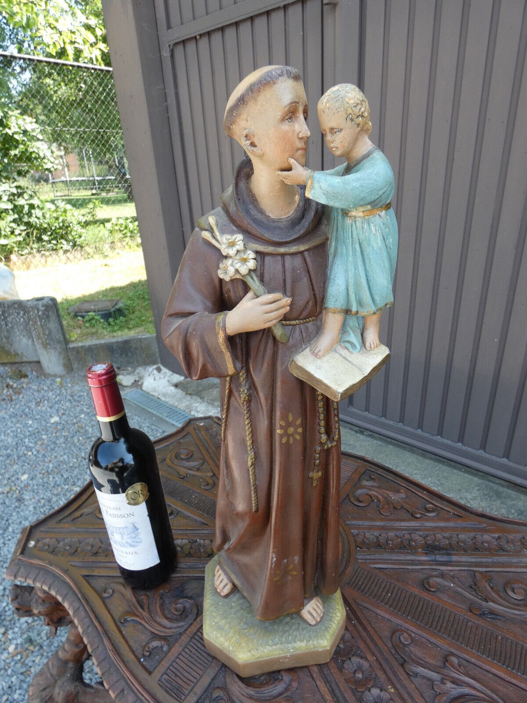 Antique Ceramic Large Chalk Statue Saint Anthony Religious - Etsy