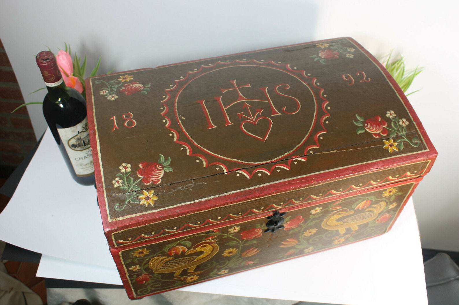 Rare Antique Artisan Religious Wood Carved Hand Paint Box - Etsy