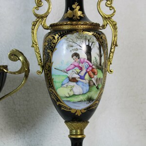 Vintage Porcelain Sevres Design Mantel Set Centerpiece Vases Romantic ...