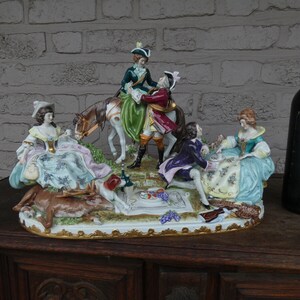 Xl German Scheibe Alsbach Marked Porcelain Pic Nic Hunt Group Statue ...