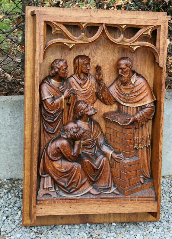 Antique Church Neo Gothic Reredos Altar Piece Wood Carved | Etsy