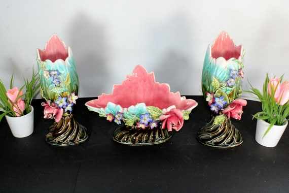 Antique French Barbotine Art Nouveau With Roses Figural Home Décor Home ...