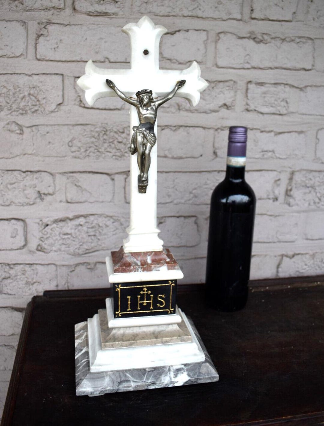 Antique French Marble Ihs Altar Crucifix Cross - Etsy