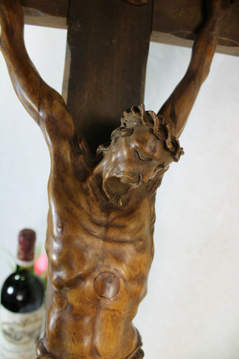 Huge Xxl French Antique Jansenism Wood Carved Crucifix Christ - Etsy