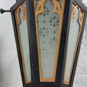 Religious Gothic Church Lantern Light Metal Black Cross Glass Candle ...
