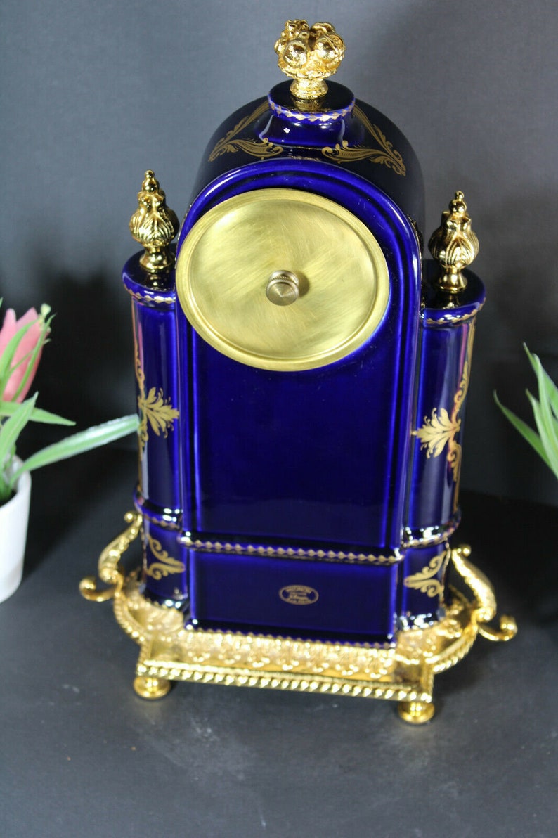 Vintage French Cobalt Limoges Porcelain Mantel Clock Romantic - Etsy