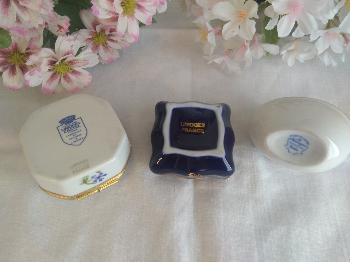 Limoges French Porcelain 3 Trinket Pill Boxes French Romantic - Etsy