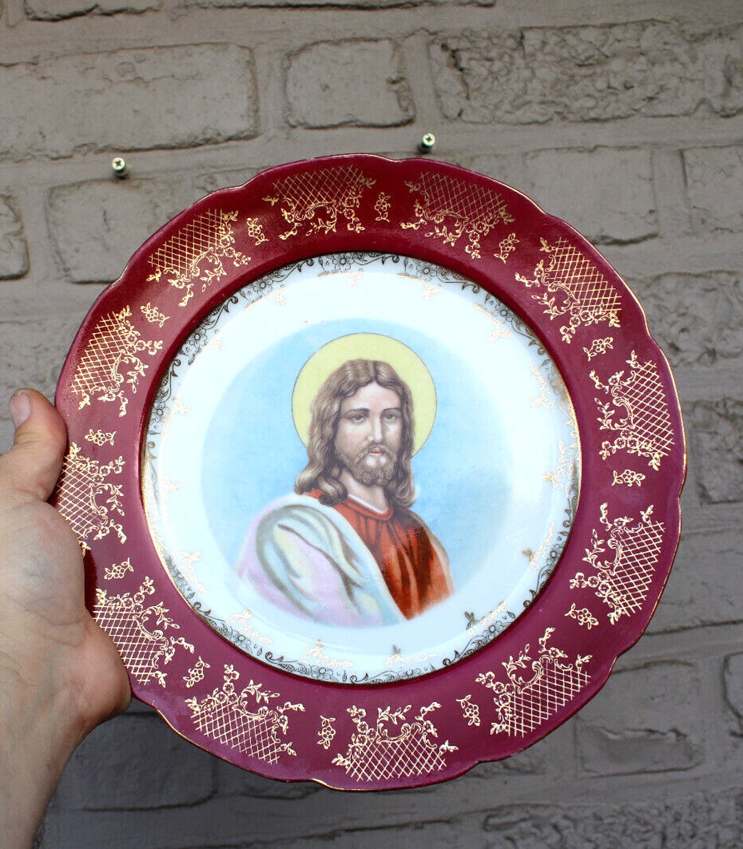 Vintage Porcelain Plate Jesus Christ Portrait - Etsy