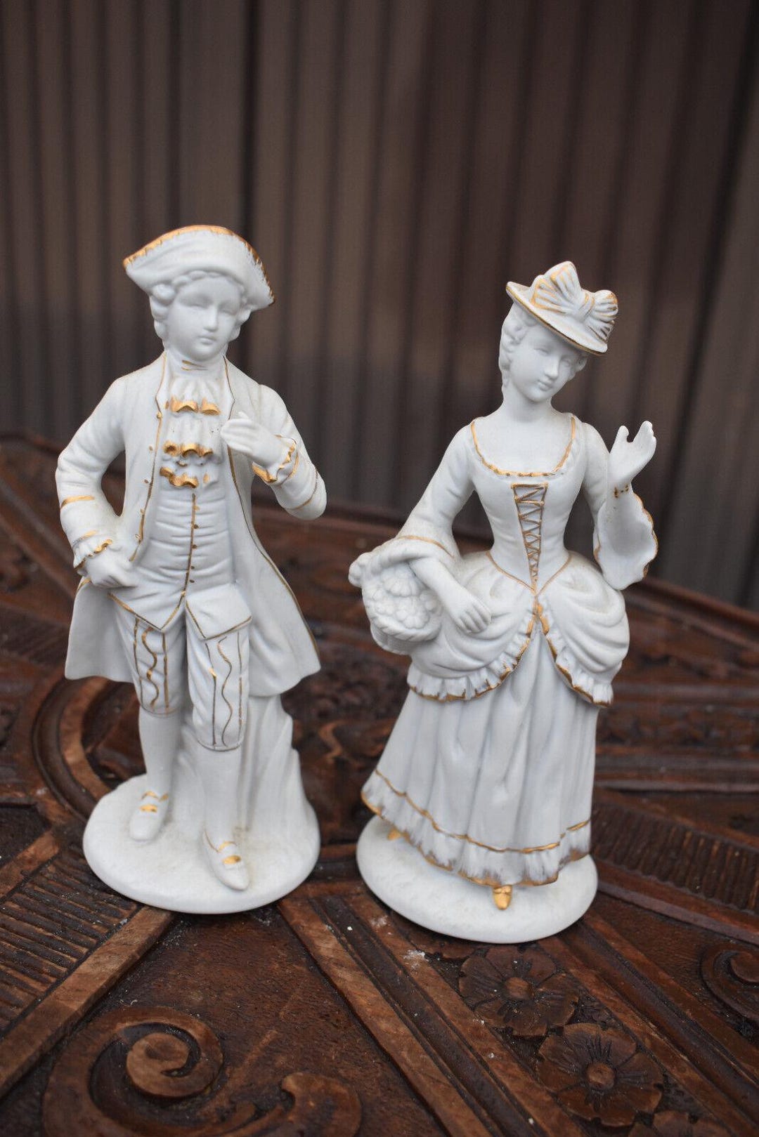 Pair Vintage Porcelain Bisque Romantic Figurines Statues - Etsy