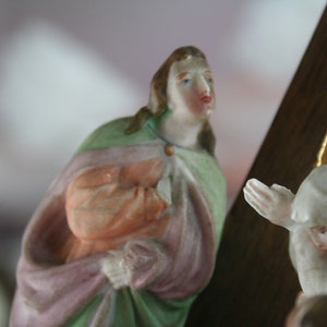 Antique Porcelain Bisque Holy Water Font Calvary Crucifix Christ ...