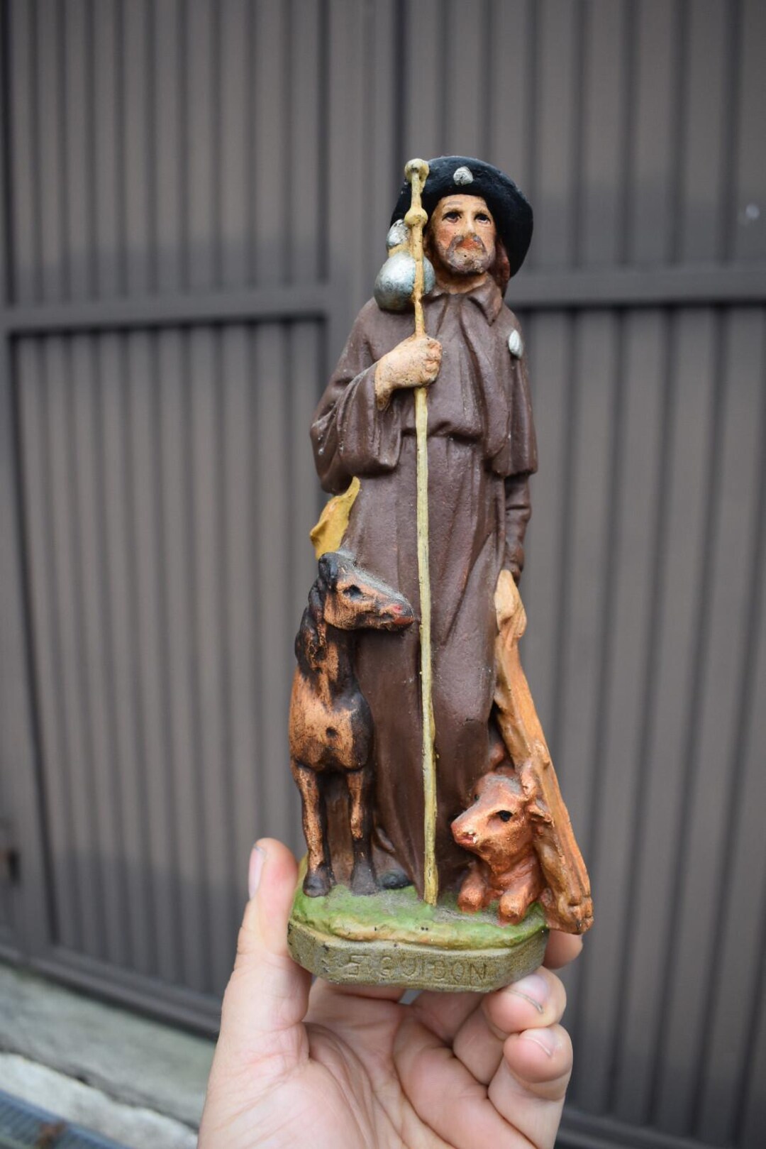 Antique Statue Saint Guido of Anderlecht Chalk Patron Animals With ...
