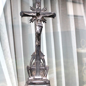 Antique Spelter Zinc Metal Art Deco Crucifix Cross - Etsy