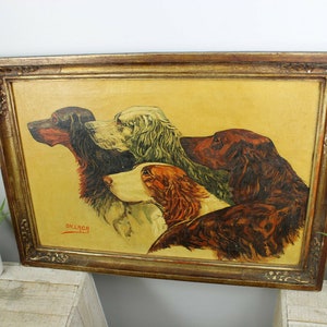 Antique Oil Canvas Painting Dogs South European Signed - Etsy