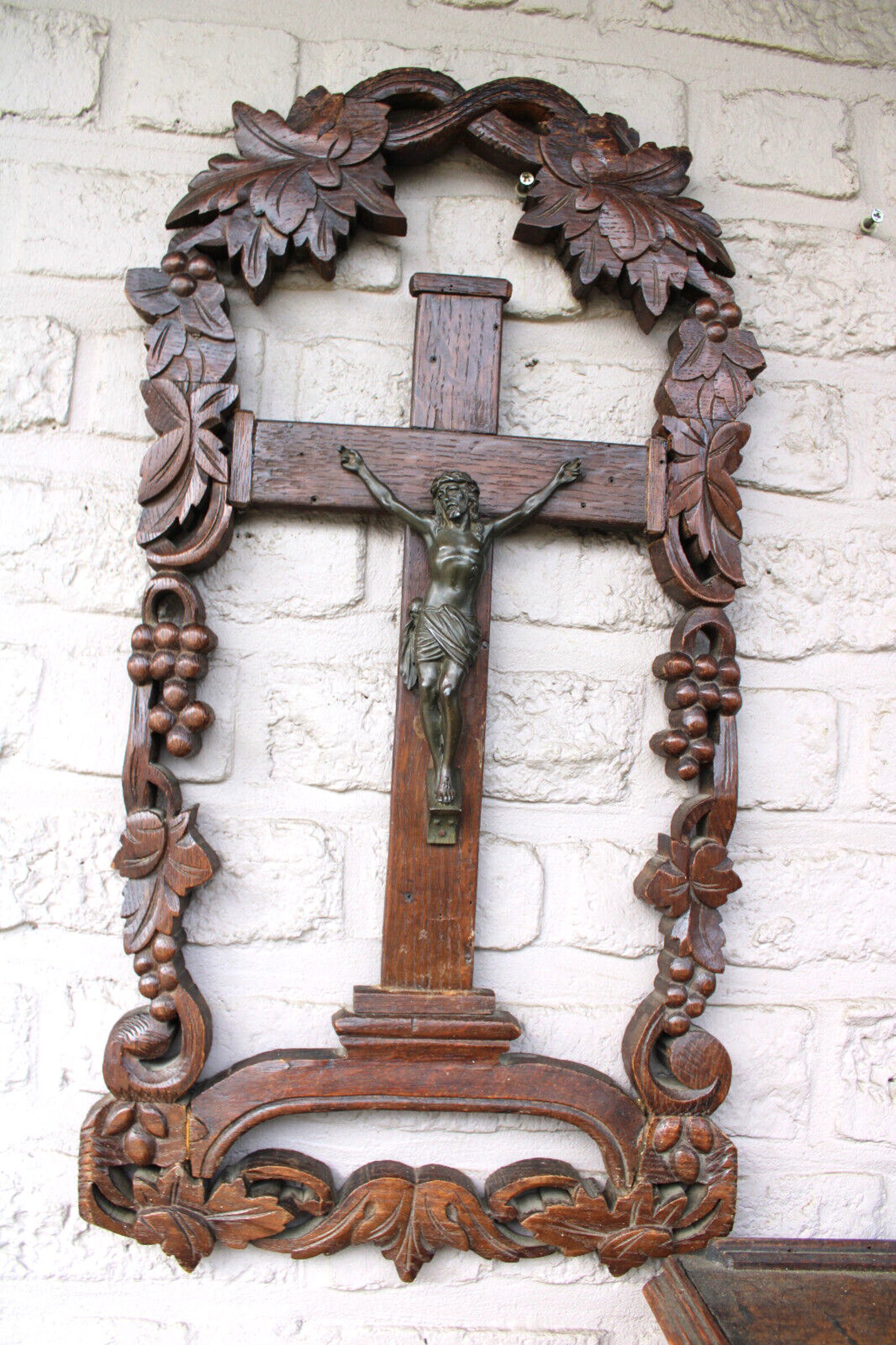 Antique Black Forest Wood Carved Large Crucifix Wall Religious - Etsy