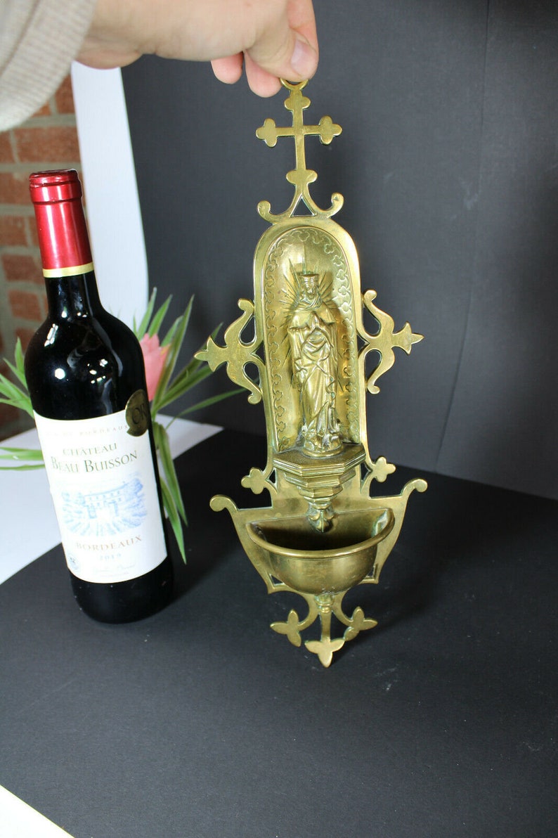Antique French Rare Large Brass Holy Water Font Chapel Madonna - Etsy