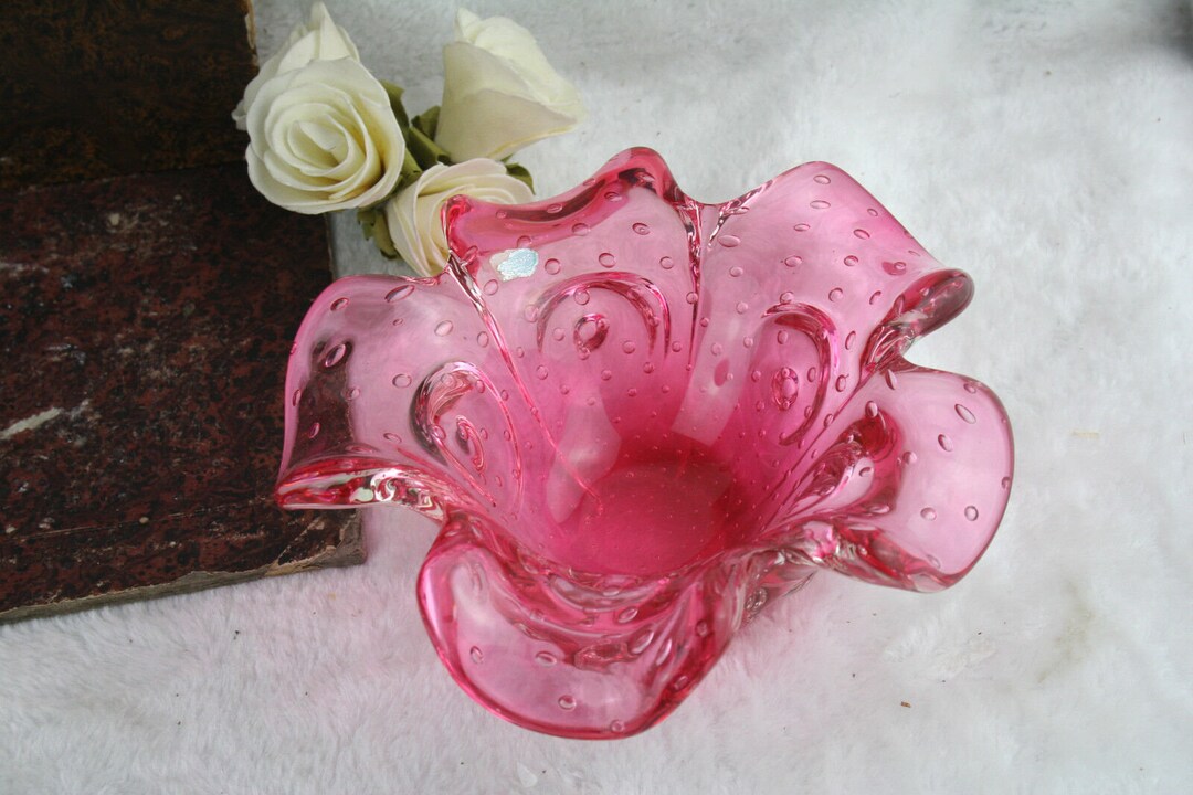 Vtg 1960 Murano Marked Art Glass Bowl Red Cute Piece - Etsy