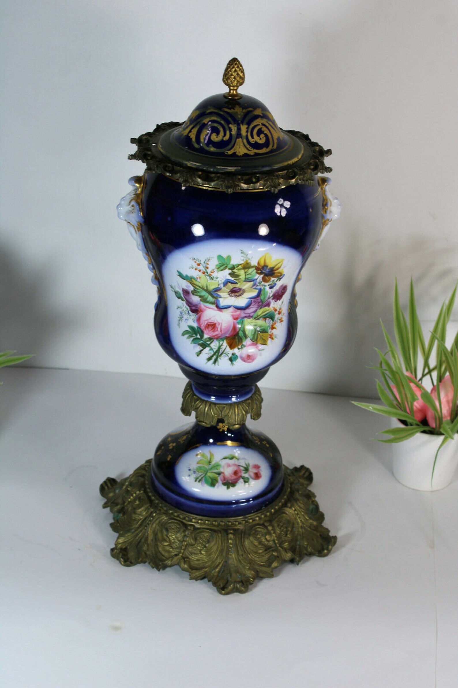 Antique French Bayeux Faience Porcelain Floral Bronze Vase - Etsy