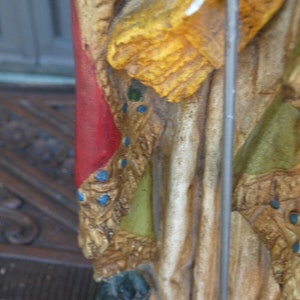 Antique Large French Ceramic Chalk Saint Servatius Bishop Statue Dragon ...