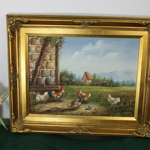 Vintage Flemish Oil Canvas Animal Chicken Rooster Family Painting - Etsy