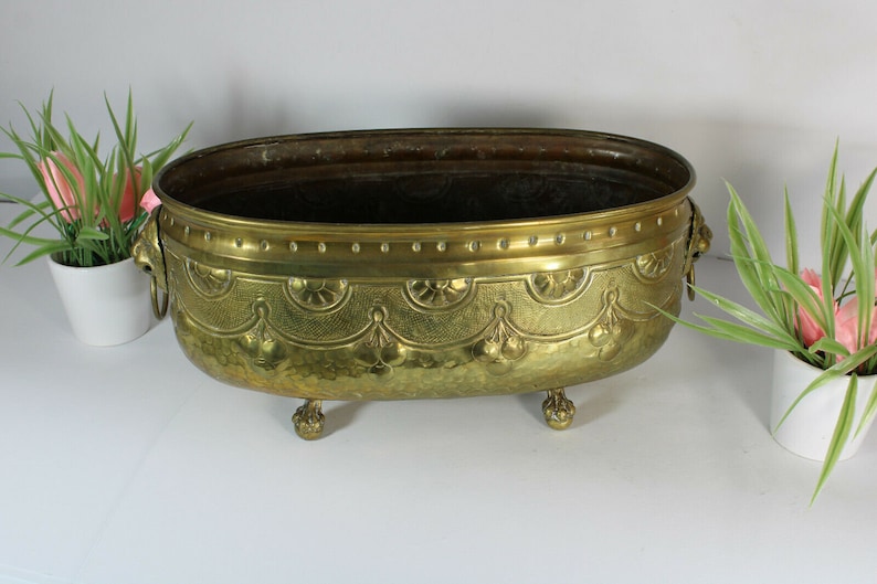 Antique Copper Lion Heads Planter Jardiniere - Etsy