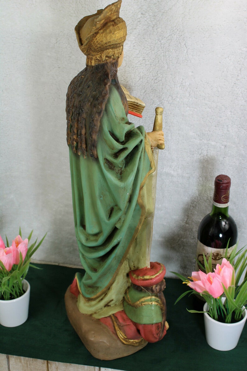 Antique Rare French Religious Church Chalkware Statue Saint - Etsy