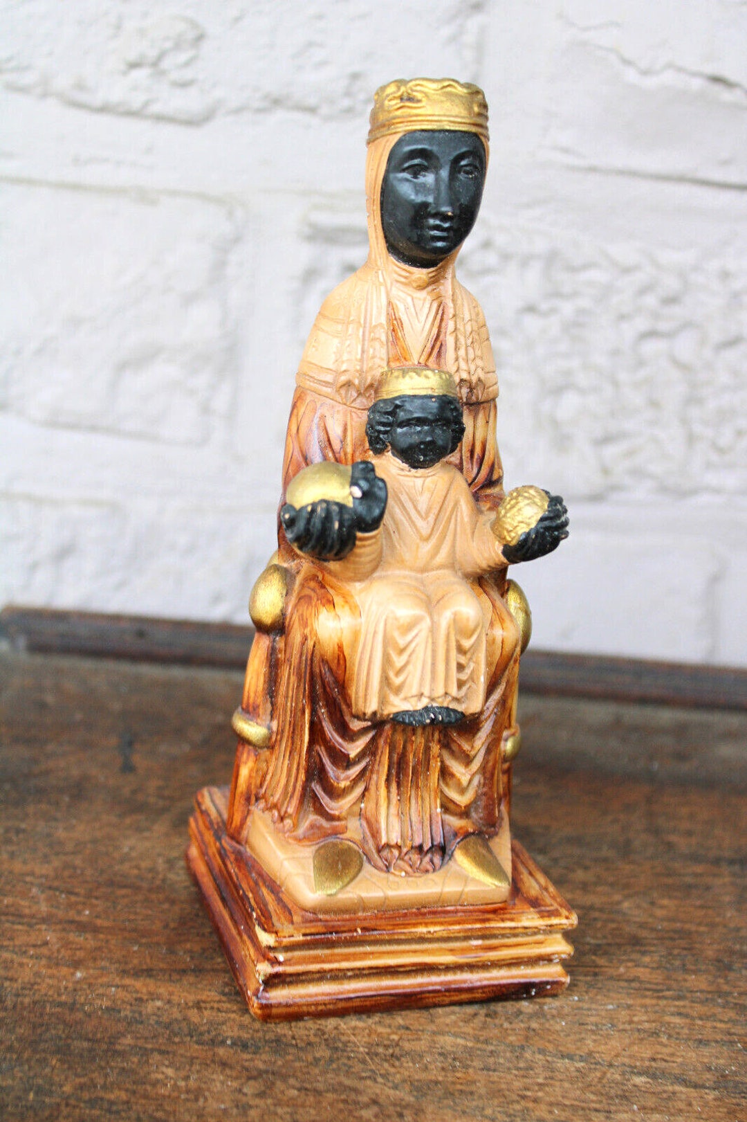 Antique Ceramic Black Madonna Throne Figurine Statue - Etsy